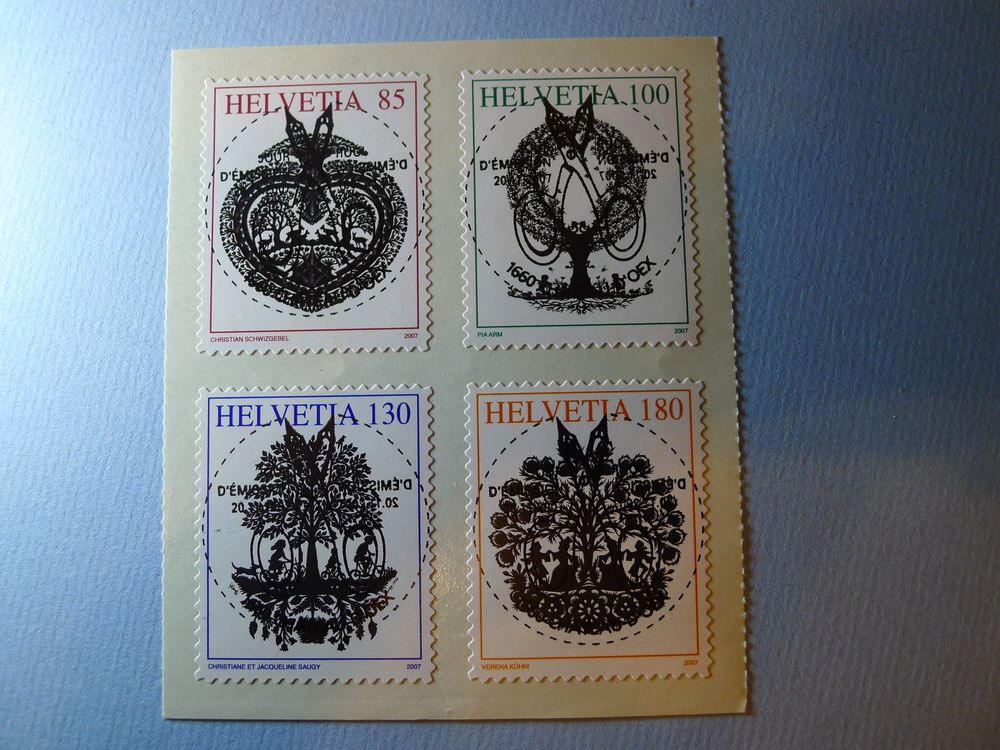 2007 Sondermarken Scherenschnitt 1250 - 1253 ET Vollstempel (Gebraucht) in Dagmersellen für CHF ...
