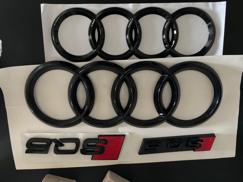 Audi Logo noir schwarz Rs look Rs3 Ring Emblem Monogramm (Neu (gemäss ...