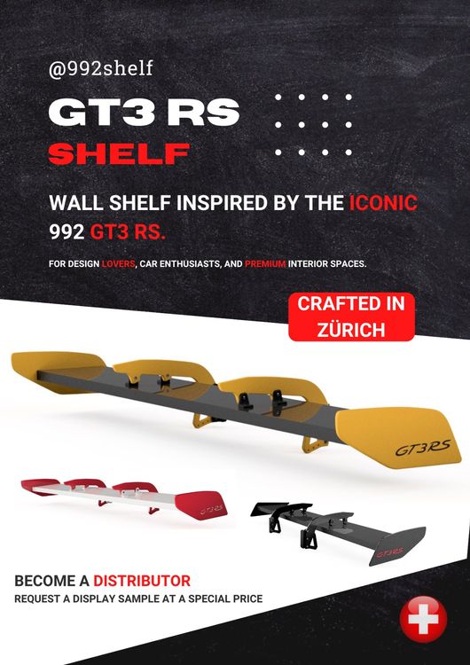 Porsche GT3 RS Inspired Shelf. Custom color (Neu und originalverpackt ...