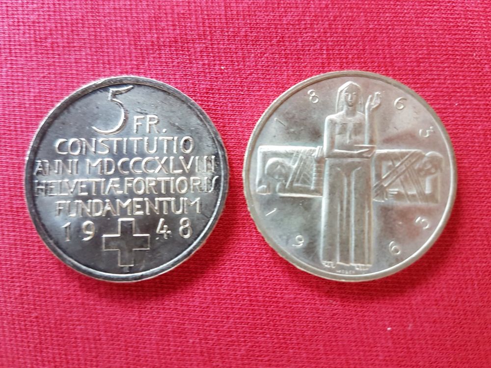 2 x 5 Franken Silber Gedenkmünzen 1948-1963 ab nur 1 Fr !!! (Gebraucht) in Camignolo für CHF 16 ...
