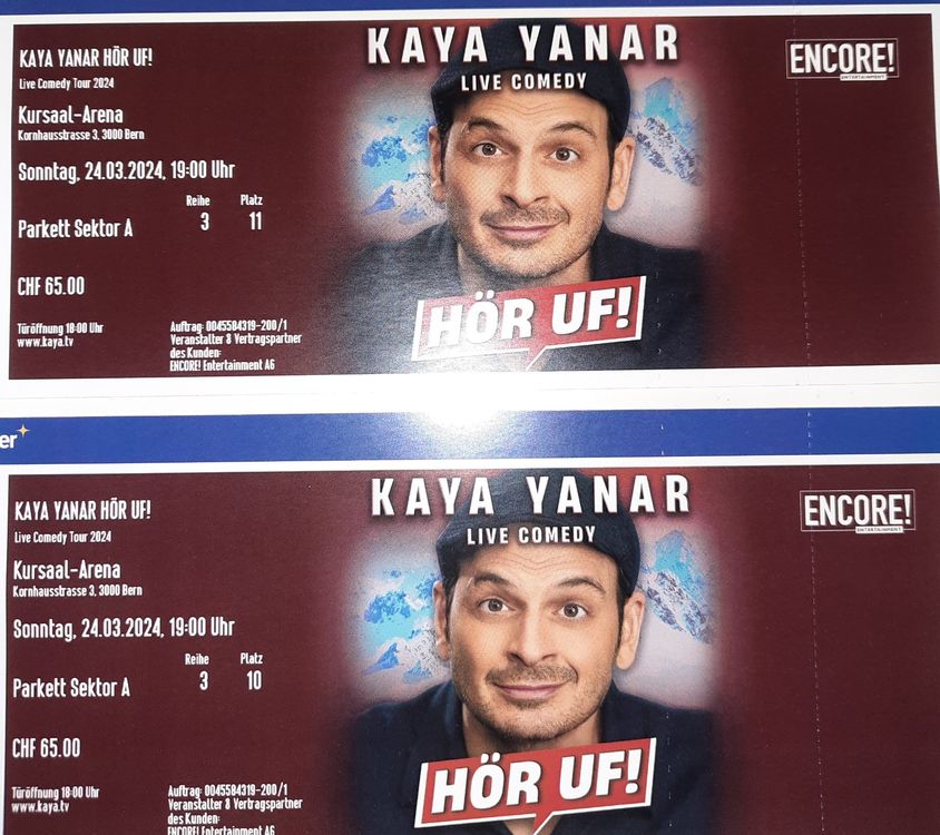 2 x Kaya Yanar Tickets, 24.3.24, 19.00 Uhr Bern | Kaufen auf Ricardo