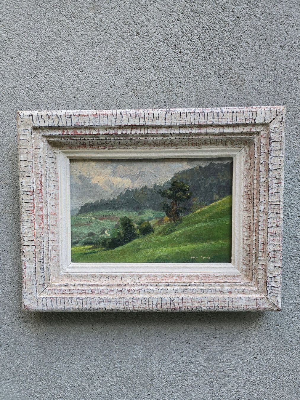 André Chiodo, Oel auf Holz, "Environs de Pontarlier le soir" (Gebraucht ...