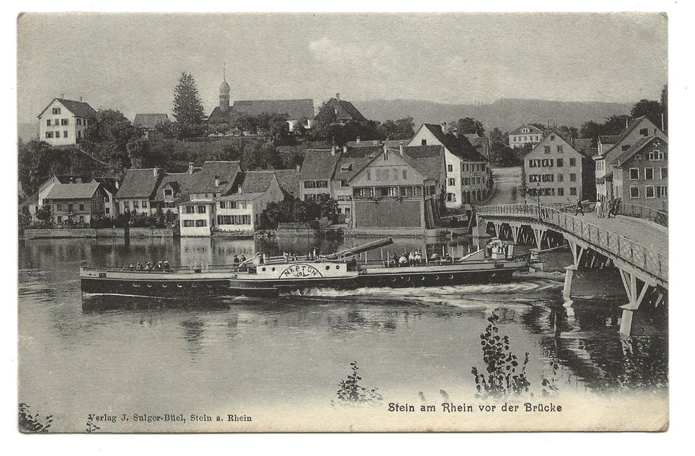 Stein am Rhein (SH) Dampfschiff Neptun senkt Kamin - 1909 (Gebraucht ...