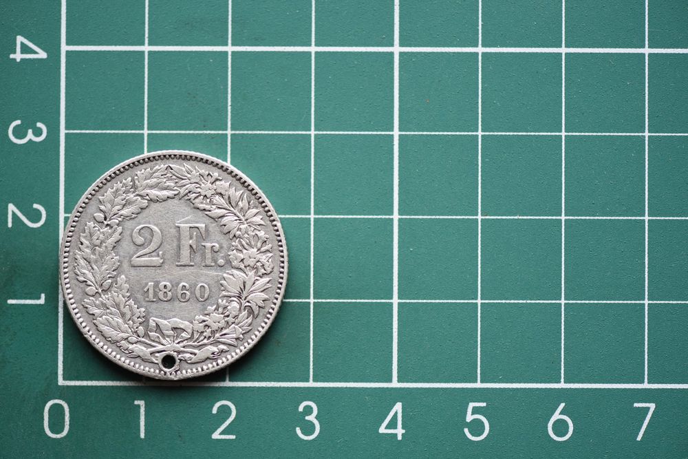 800er silber 2 franken 1860 (Defekt) in Laupen für CHF 90 – mit Lieferung auf Ricardo kaufen