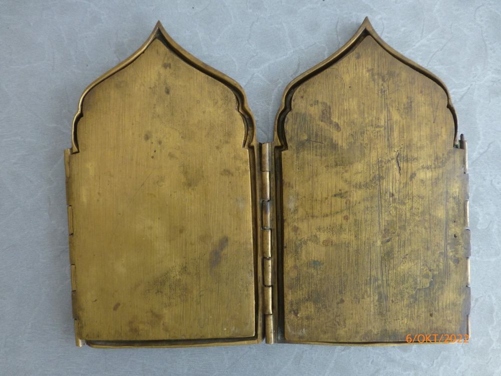 Antike Ikone, Reisealtar mit Email blau, weiss, grün | Kaufen auf Ricardo