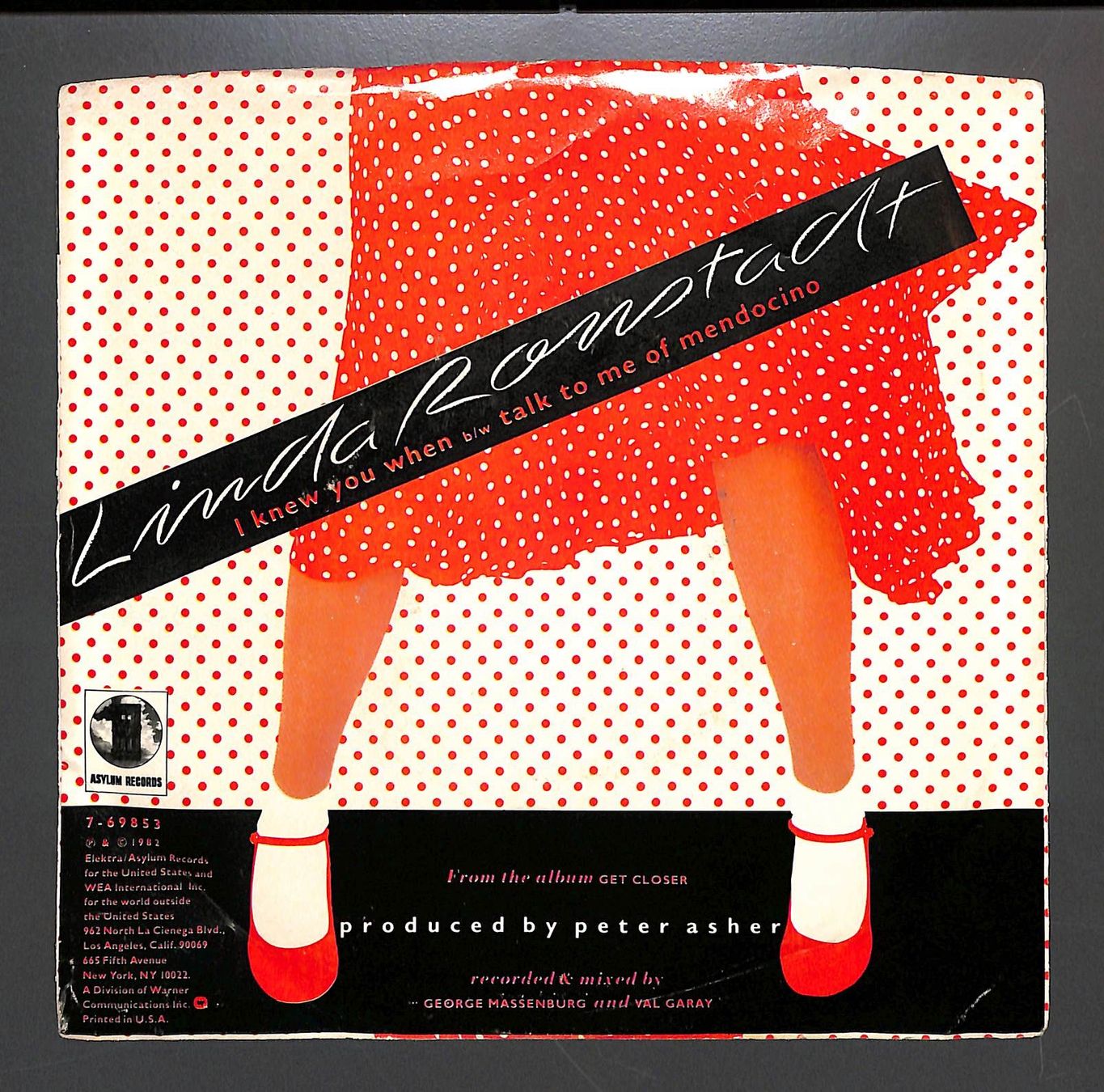 Linda Ronstadt – I Knew You (Vinyl, 7", Single, Styrene, ) (Gebraucht ...