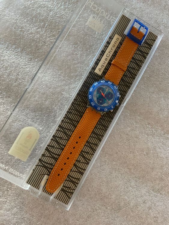 Swatch Midi Aqua Chrono ORANGE JUICE ★ ungetragen ★ VINTAGE (Neu und originalverpackt) in ...