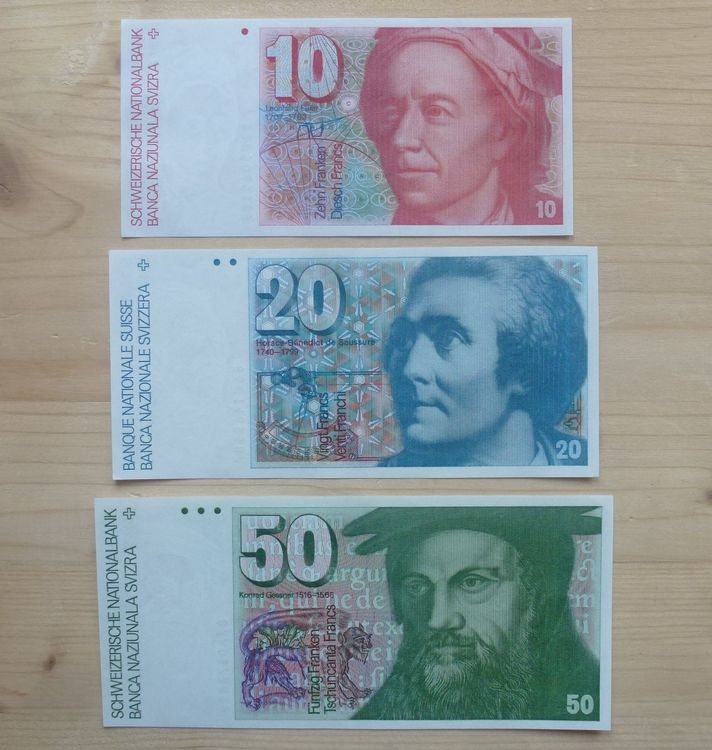 Schweiz ++ 10, 20 und 50 Franken - 6. Serie, ungebraucht (Gebraucht) in ...