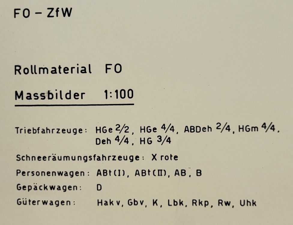 FO - FURKA-OBERALP-BAHN - ROLLMATERIAL - 25 Stk. Massbilder | Kaufen auf Ricardo