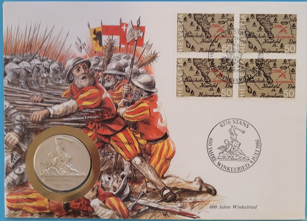 ARNOLD WINKELRIED / SCHLACHT SEMPACH Silber 17.7gr Münzbrief (Gebraucht ...