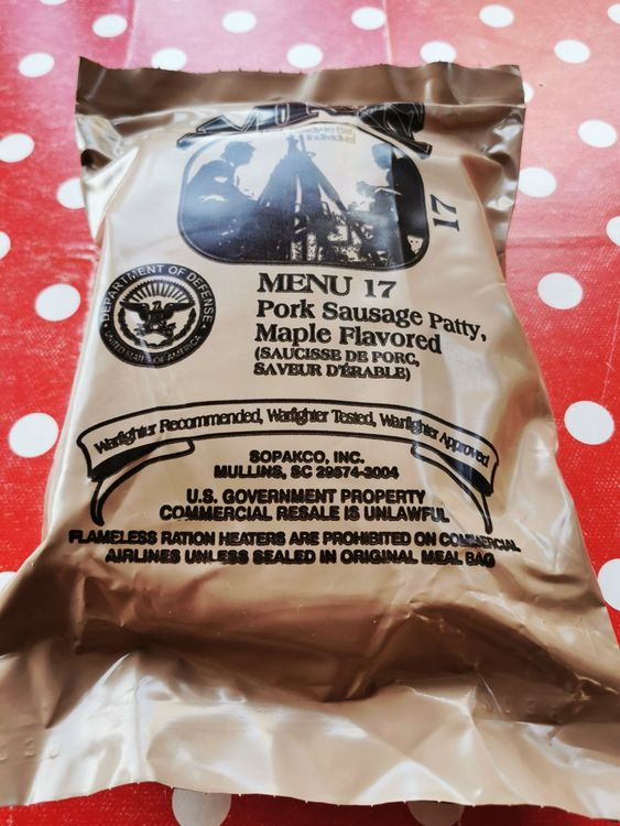 Original US Army MRE Menu #17 Maple Sausage Insp. 2/25 (Neu und ...