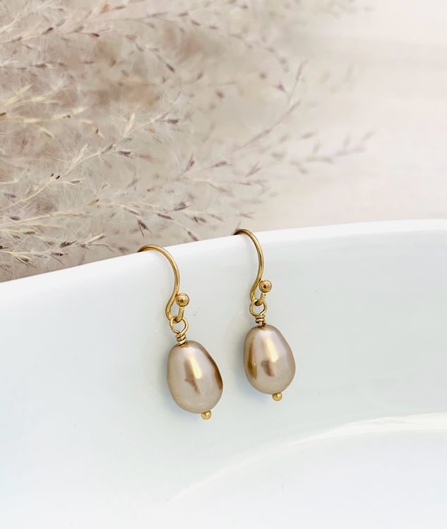 Perlen Ohrhänger vergoldet - Swarovski Ohrringe Bronze | Kaufen auf Ricardo