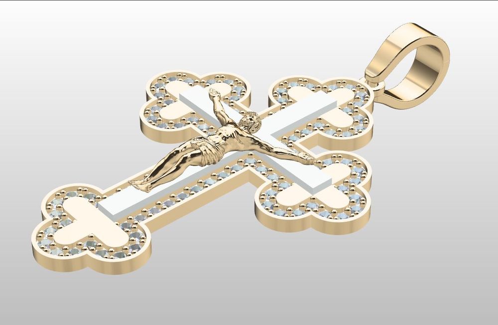 Kreuz 750/18K Gold Massiv mit 96 Brillanten 2,65 Ct (Neu und ...