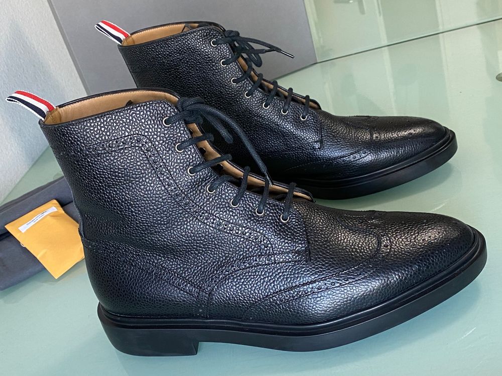 THOM BROWNE Ankle Schwarz Grain Leder Stiefel Boots 44 NEUE (Gebraucht ...
