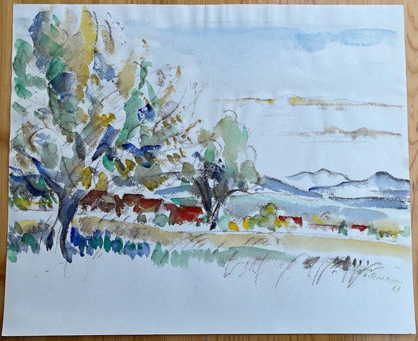 Aquarell sommerliche Landschaft Hans Wullschleger (ID b3578) | Kaufen auf Ricardo