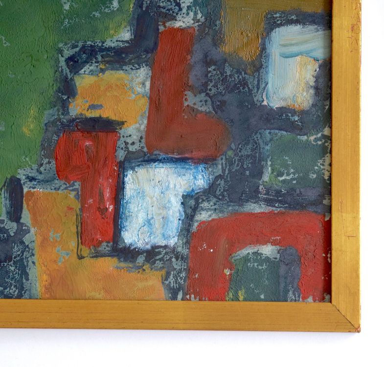 Tolle abstrakte Kunst Ölgemälde Sonnenaufgang über Stadt | Kaufen auf Ricardo