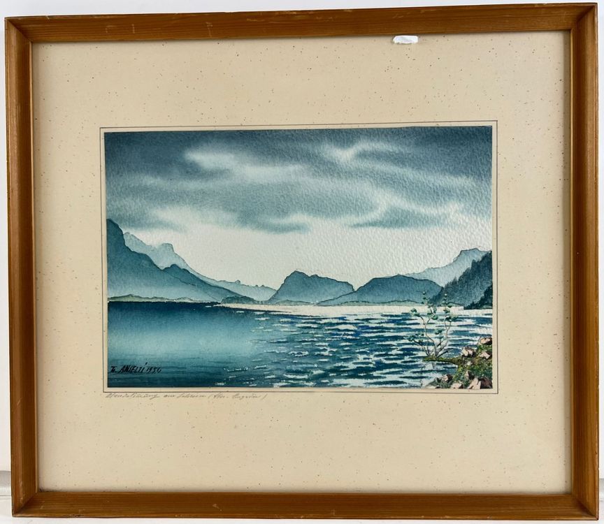 Antike Landschafts Aquarell schwerleserlig sig mit notiz. | Kaufen auf Ricardo