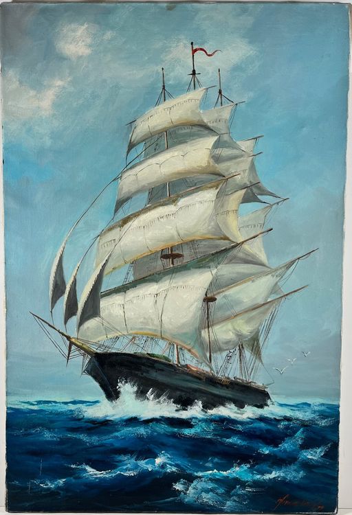 Grosse Meeres Ansicht Gemälde , mit Segelboot, Unl. Sig . (Gebraucht) in Root für CHF 159 – mit ...