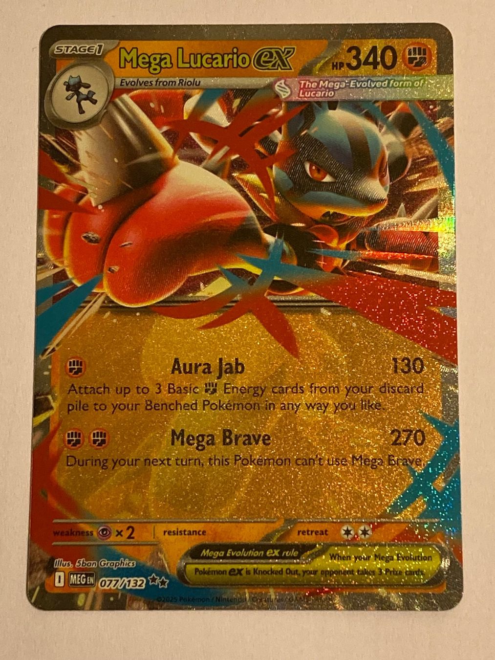 Pokemon MEGA EVOLUTION Mega Lucario ex 077 / 132 🇬🇧 EN (Neu (gemäss ...