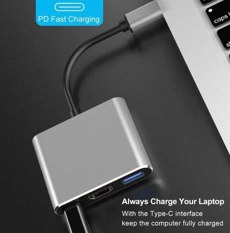 USB-C Adapter mit 4K HDMI + USB-C + USB-A Port / USB 3.0 (Neu und ...