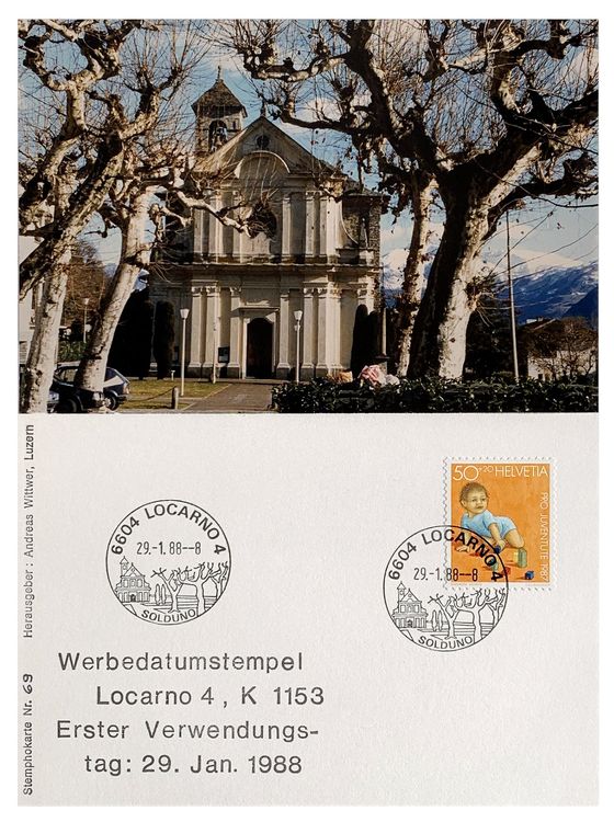 Solduno Locarno S.Giovanni Battista PTT Ersttag Werbestempel (Neu ...