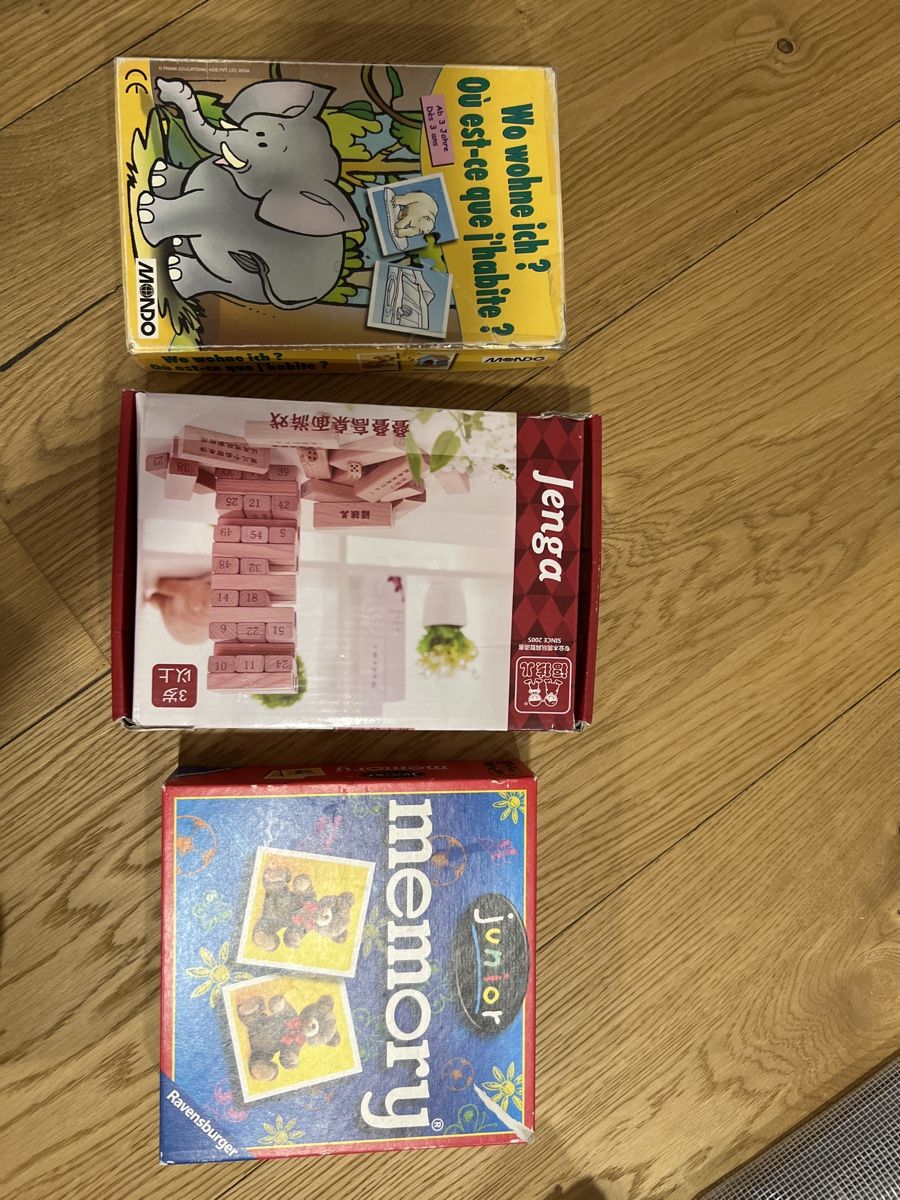 3 Kinderspiele: Memory Junior, Jenga & Wo wohne ich? (Gebraucht) in ...