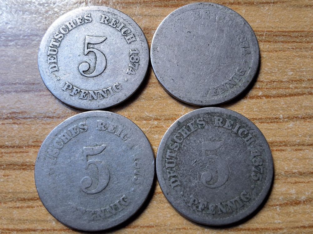 Deutsches Reich 4 x 5 Pfennig 1874/75 (Gebraucht) in Münchenstein für ...