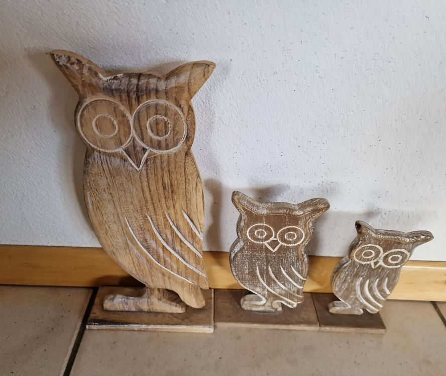 Drei Deko-Eulen aus Holz (Gebraucht) in Falera für CHF 8 – mit Lieferung auf Ricardo kaufen