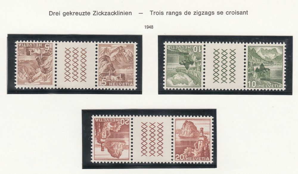 Zwischensteg mit 3 Kreuzreihen 1948 postfrisch ab 1.- (Neu und originalverpackt) in Brienz BE ...