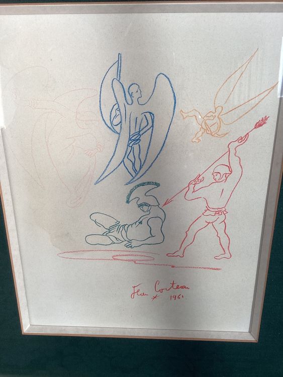 Jean COCTEAU (1889-1963) Tableau crayon couleurs signé datée (Gebraucht ...