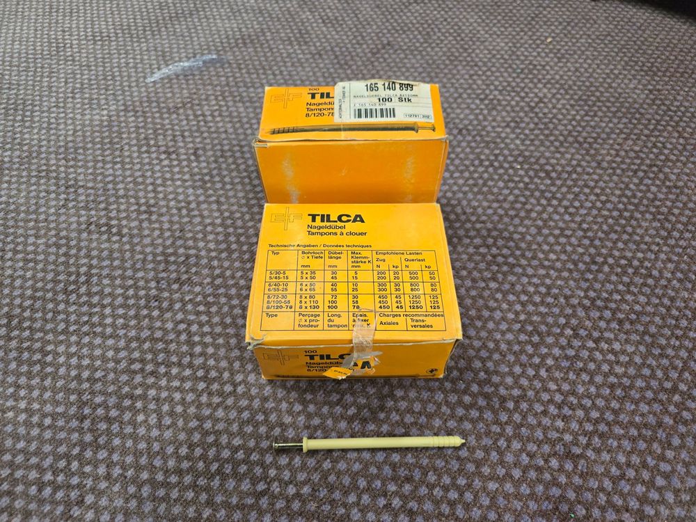 Posten neuer Tilca Nageldübel 8x120mm ab 1.- (Neu (gemäss Beschreibung ...