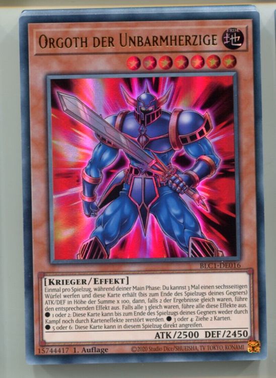 Yu-Gi-Oh! Orgoth der Unbarmherzige Gold Ultra Rare BLC1-DE01 | Kaufen ...