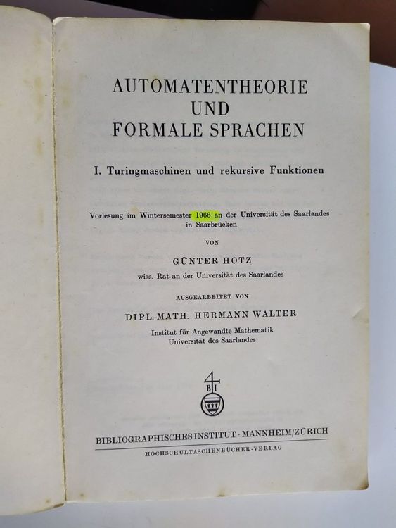 Automaten Theorie Und Formale Sprachen 1966 Kaufen Auf Ricardo