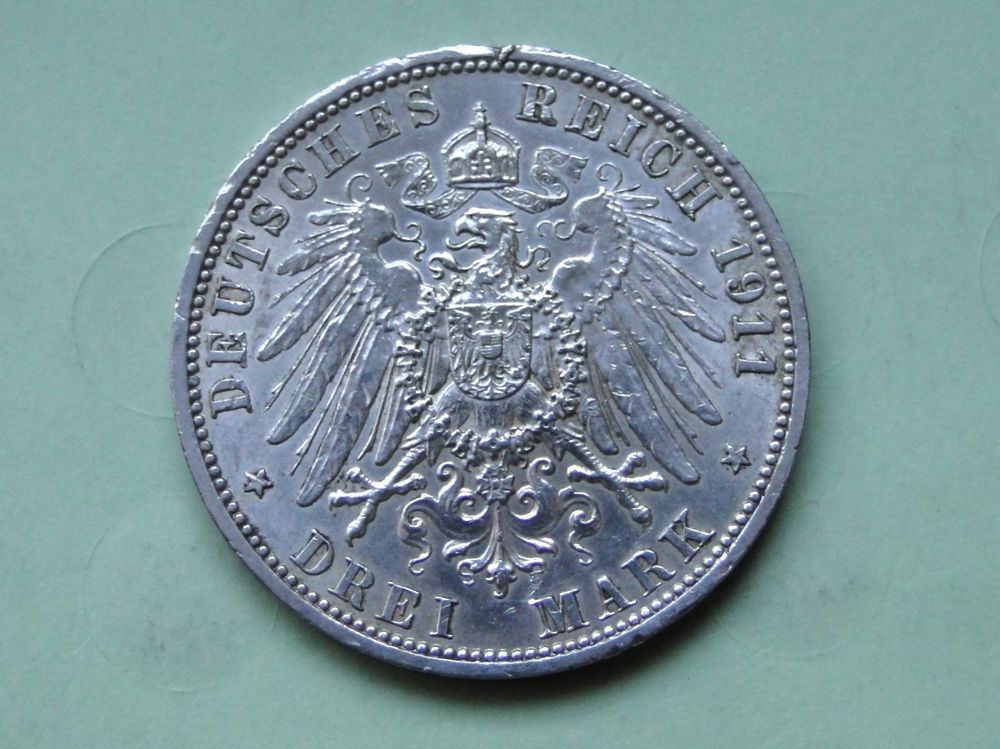Deutsches Reich - 3 Mark 1911 Silber Wilhelm II Preussen (Gebraucht) in Killwangen für CHF 18 ...