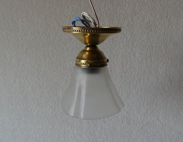 Alte Deckenlampe Messing mit Glasschirm | Kaufen auf Ricardo