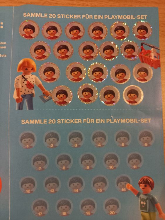 MIGROS PLAYMOBIL MANIA STICKER- 1/2 VOLLE KARTE (10 STK.) ! (Neu und originalverpackt) in ...