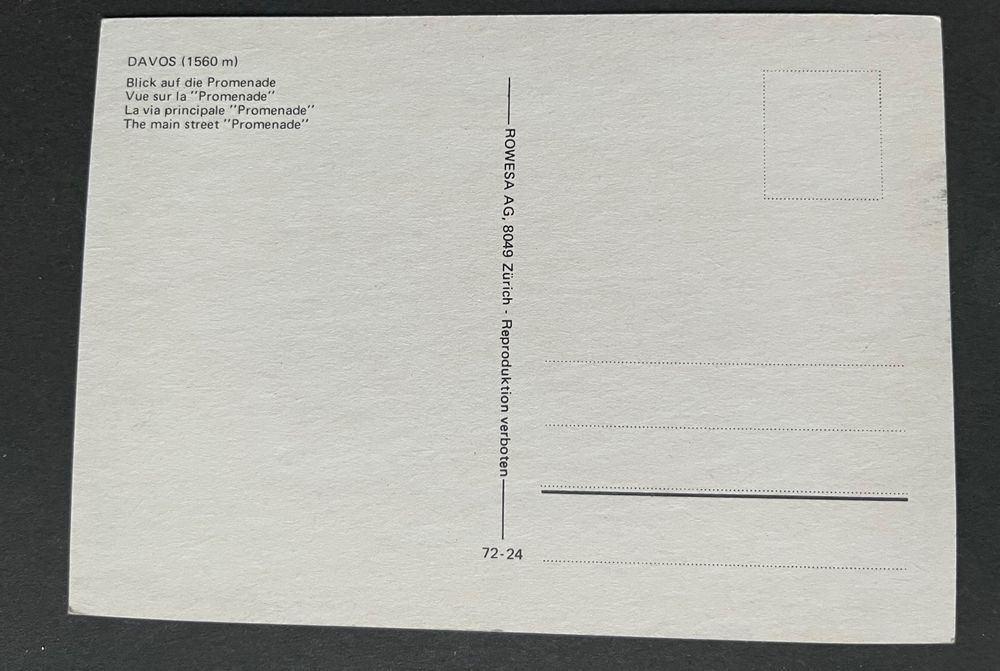 Davos Blick auf die Promenade/Post Hotel/ Oldtimer Auto (Gebraucht) in ...