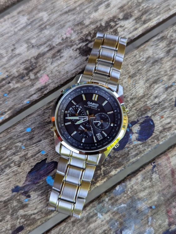 Casio Lineage Analoge Solar-Funkuhr in Edelstahl aus Japan (Gebraucht ...