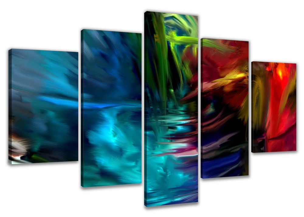 Leinwand 200x100cm Leinwandbild 5-tlg Bild Wandbild Abstrakt (Neu und originalverpackt) in ...