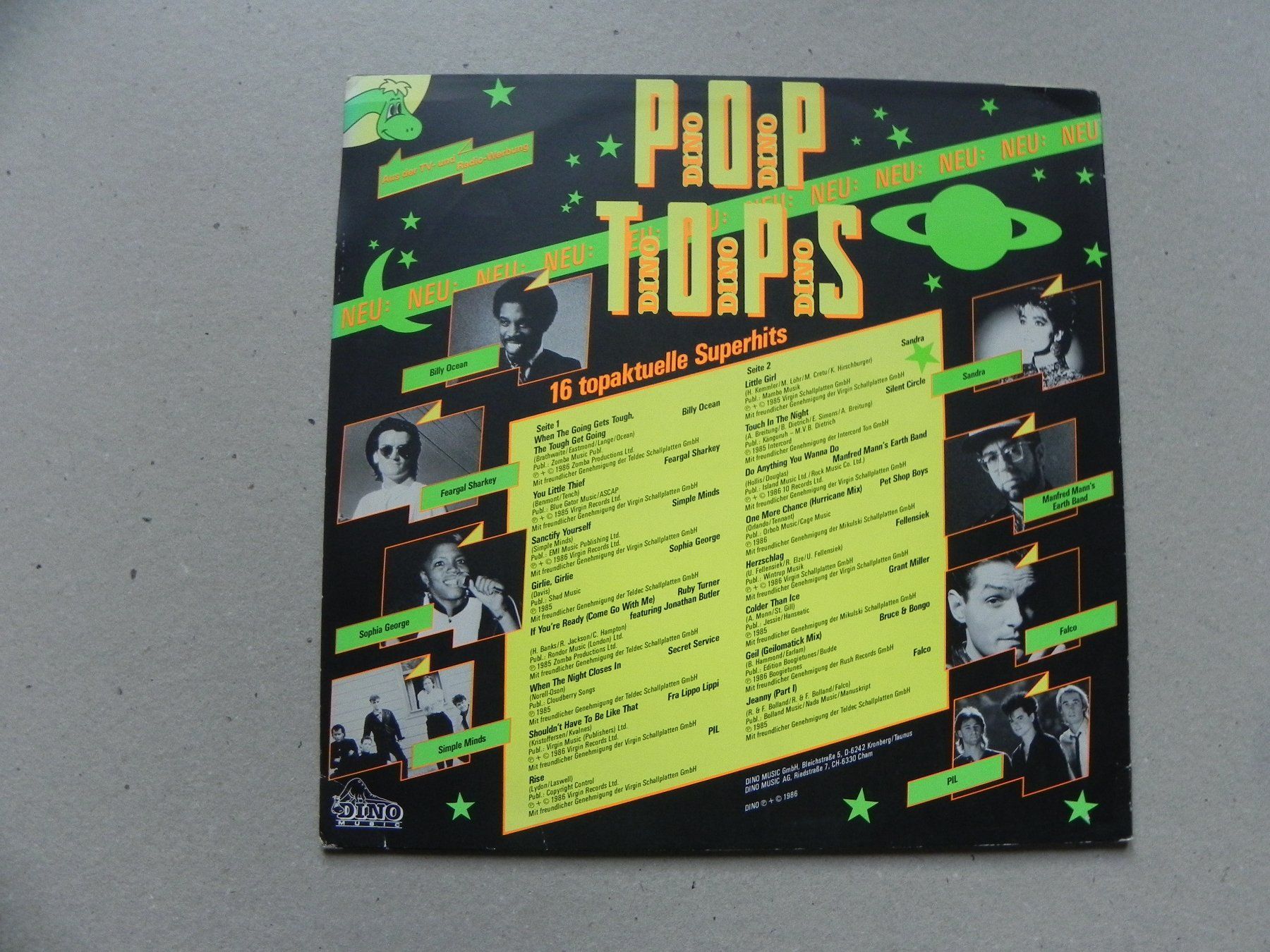 LP 16 Rock Pop Dino Pop Tops 1986 Simple Minds Falco Sandra (Gebraucht ...