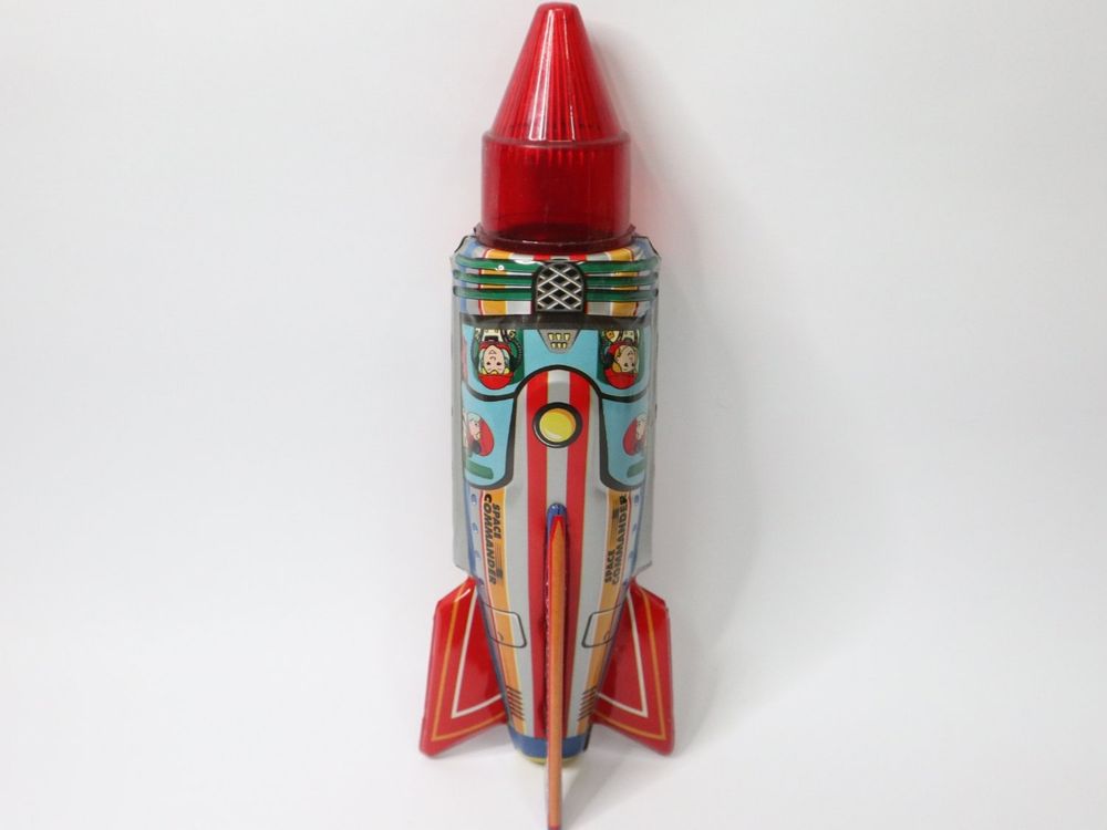 Blech Rakete Space Commander mit Funkensprüheffekt Friktion (Neu ...