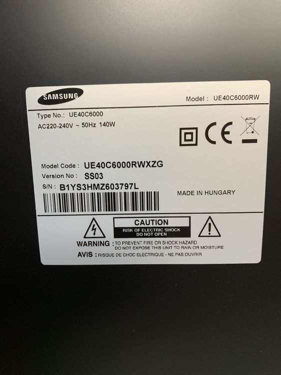 Samsung UE40C6000 - Full HD - 40"/101 cm (Gebraucht) in Möhlin für CHF ...