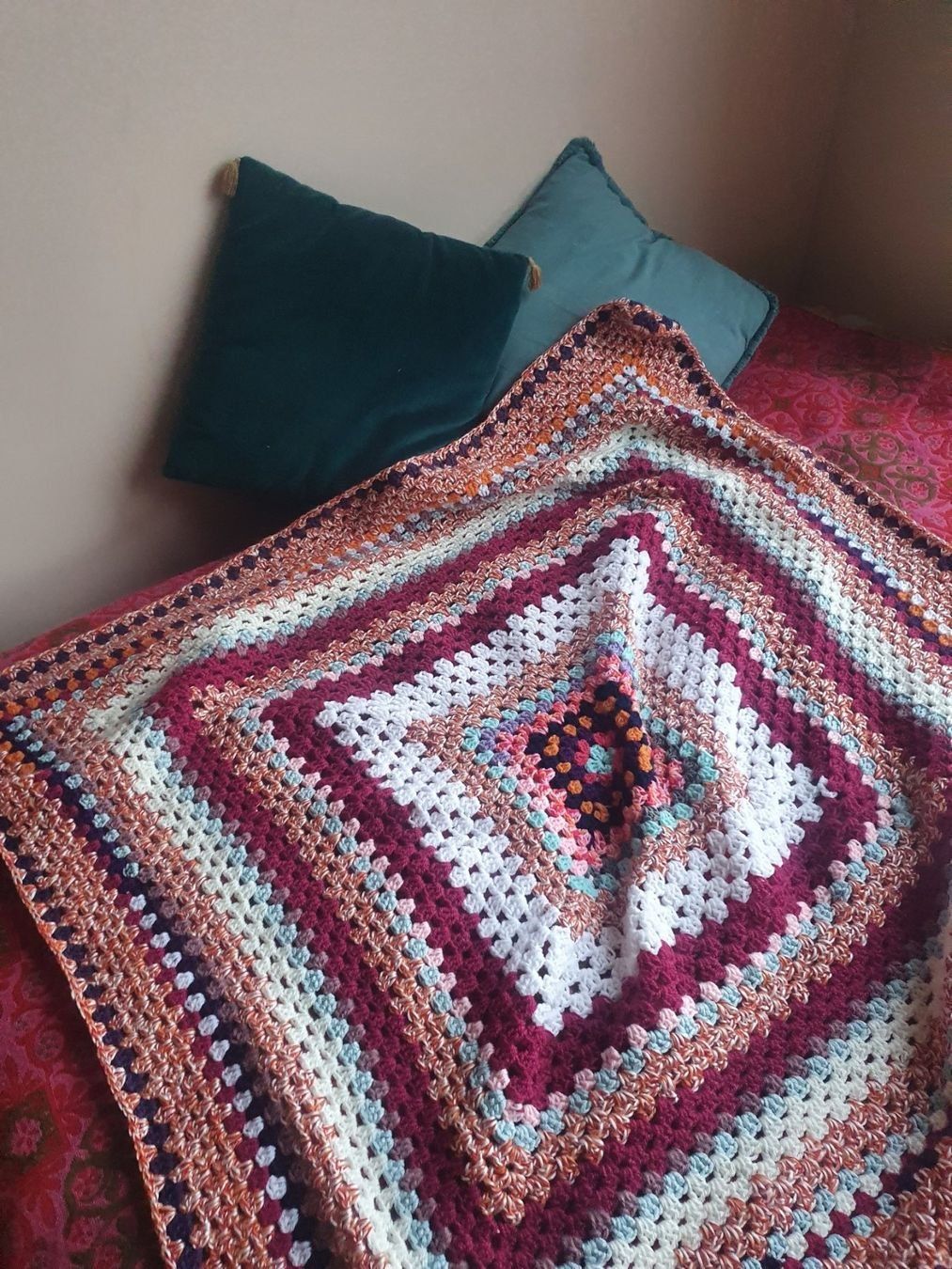 Couverture plaid Crochet fait main granny esprit vintage (Neu und ...