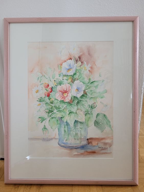 Blumenbild mit Rahmen 'rosa' (Gebraucht) in Triesen für CHF 1 – mit Lieferung auf Ricardo kaufen