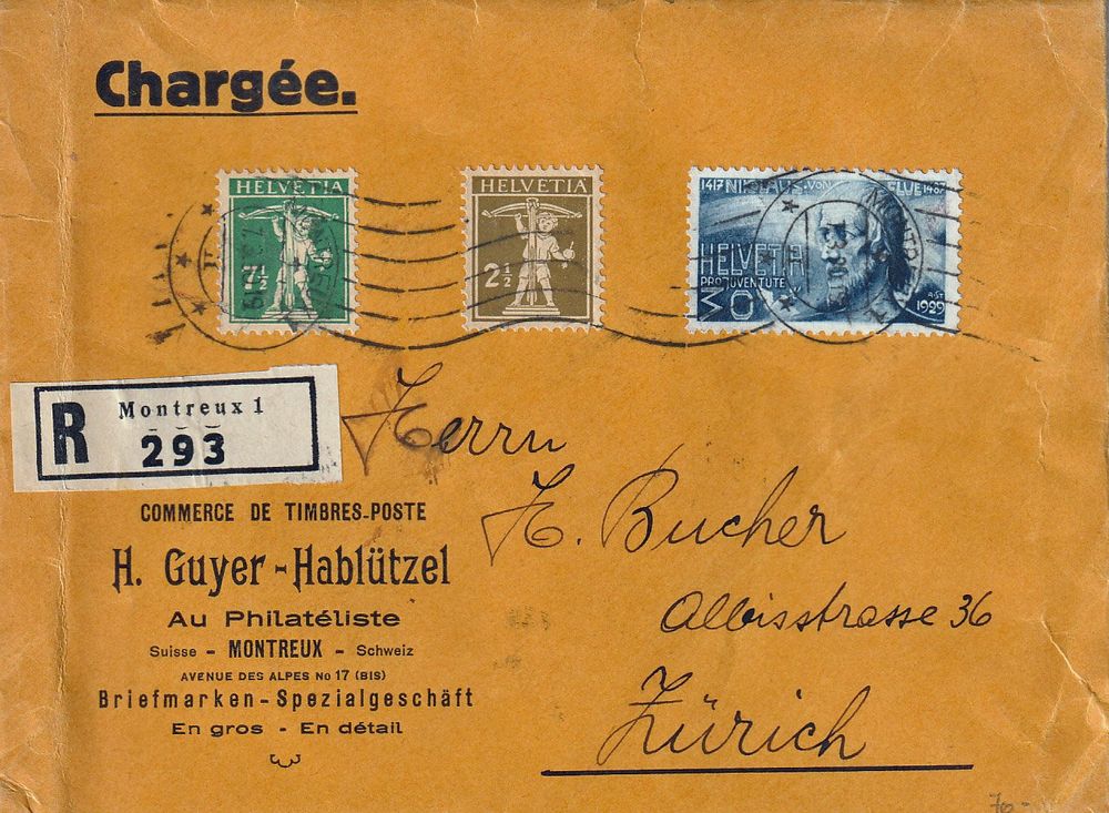 1929 Pro Juventute J52 + 169 + 171 auf Brief (Gebraucht) in Arlesheim für CHF 8 – mit Lieferung ...