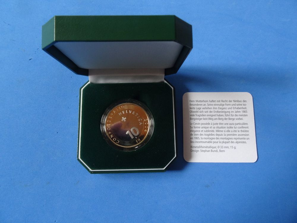 Gedenkmünze 2004 Matterhorn 10.- PP Silber (Neu (gemäss Beschreibung)) in Bürchen für CHF 23 ...