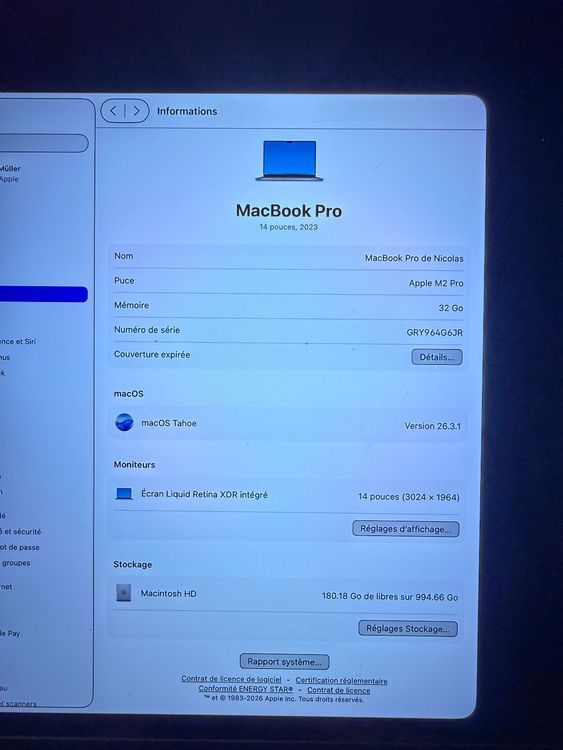 MacBook Pro M2 Pro 32GB RAM 1TB SSD (2023) (Gebraucht) in Genève für ...