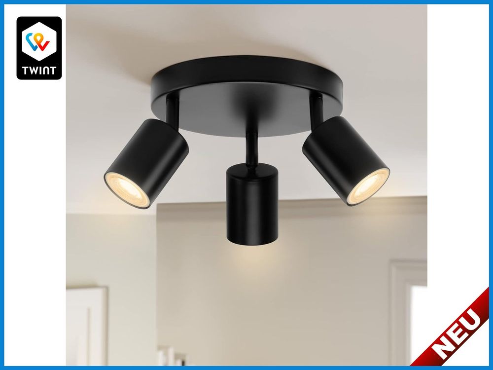 LED Deckenleuchte 3 Spots schwenkbar schwarz GU10 (Neu und originalverpackt) in Develier für CHF ...