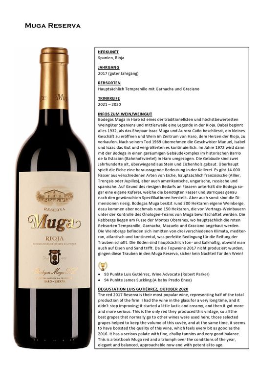 Muga Reserva 2017 | Kaufen auf Ricardo