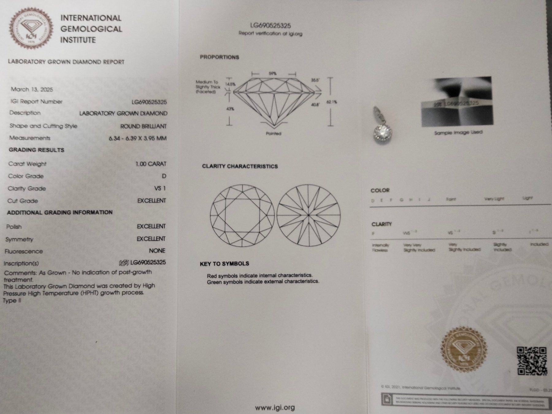 Labor Diamant mit Anhänger 1C D,VS1 mit IGI Zertifikat (Neu und ...